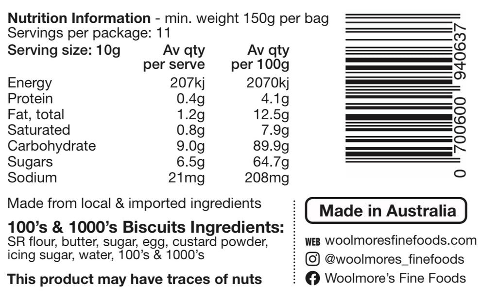 100’s & 1000’s Biscuits 150gm – Woolmore's Fine Foods